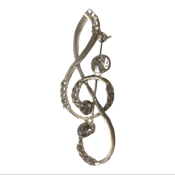 Jewelry | Treble Clef Brooch Pin Crystals | Poshmark
